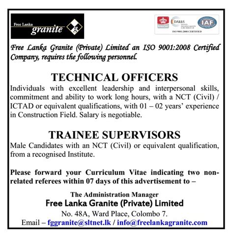 Technical Officers Trainee Supervisors
