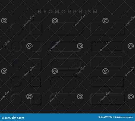 Black Button Neumorphism Design Elements Vector Set Stock Vector Illustration Of Minimal