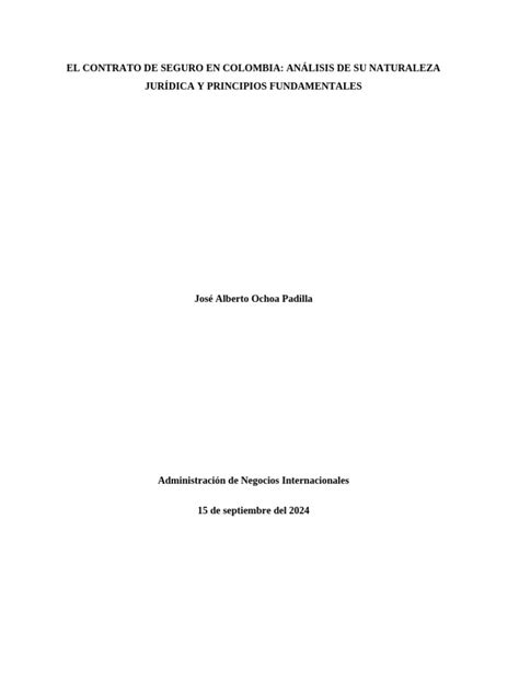 El Contrato De Seguro Pdf Póliza De Seguros Negocios