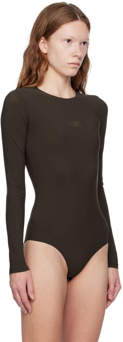 MM Maison Margiela Brown Printed Bodysuit MM Maison Margiela