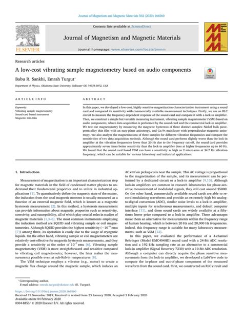 A Low Cost Vibrating Sample Magnetometry Based On Audio Components