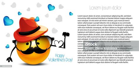 만화 스타일의 해피 발렌타인 데이 텍스트를 위한 공간이 있는 격리된 흰색 배경에 의인화된 신사 이모티콘 2월에 대한 스톡 벡터 아트 및 기타 이미지 Istock