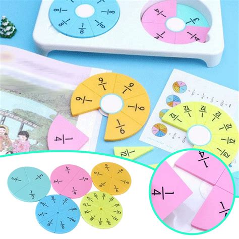 yuanzi stem toy fractions learning set 5 colorful fraction discs for