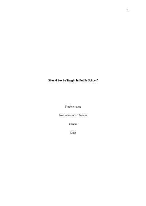 Sex Education Final Paper Psychology Uon Studocu