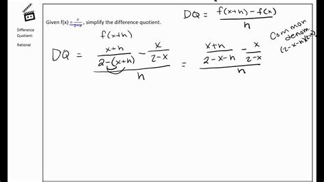 Difference Quotient Rational Youtube