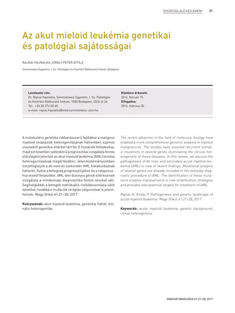 PDF Pathogenesis And Genetic Landscape Of Acute Myeloid Leukemia