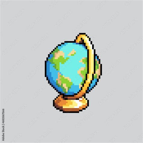 Pixel Art Illustration Globe Pixelated Globe School Globe Education