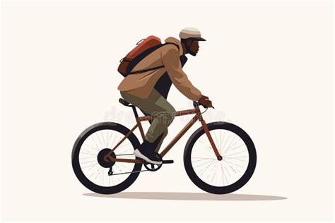 Black Man Riding Bycicle Vector Flat Isolated Illustration Stock Vector