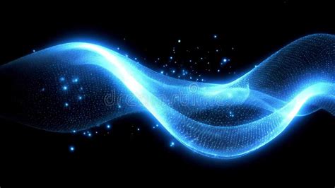 Glowing Blue Wave Particle Effects Dark Background Digital Art Website Design Stock Video