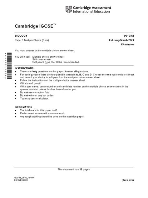 Cambridge Igcse Biology 0610 12 Pdf Heart Cellular Respiration