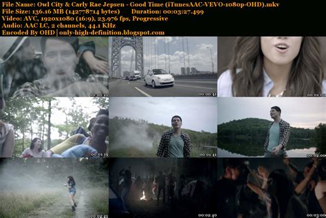 Only High Definition Owl City Carly Rae Jepsen Good Time Itunesaac Vevo P Ohd