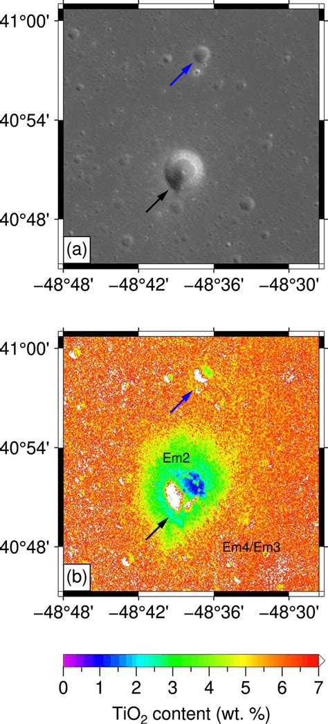 A Kaguyatc Image And B Kaguyami Tio2 Content Map Of Paired