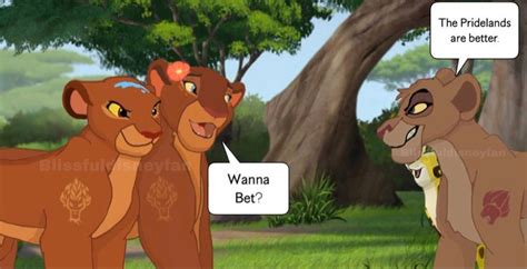 The Lion Cubs Are Talking To Each Other In Front Of Some Trees And One Is Saying