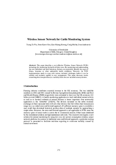Pdf Wireless Sensor Network For Cattle Monitoring System