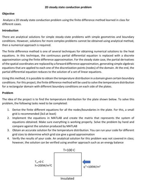 Solved 2d Steady State Conduction Problem Objective Analyze