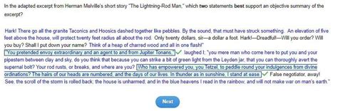 Select the correct texts in the passage. In the adapted excerpt from Herman Melville's short ...