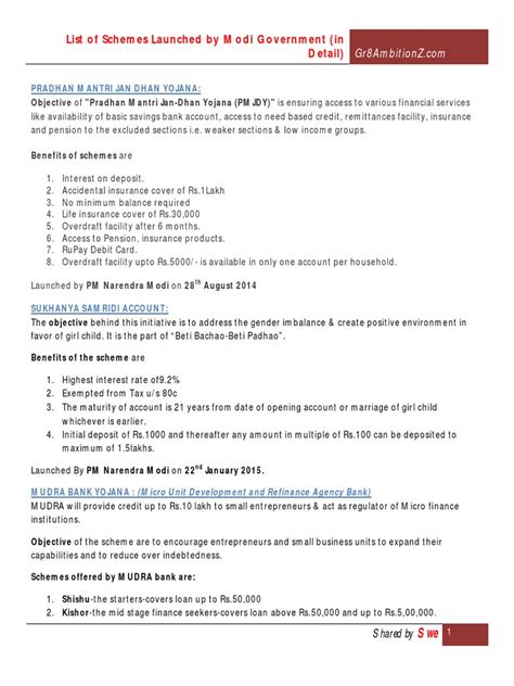 List Of Schemes Launched By Modi Government Narendra Modi India