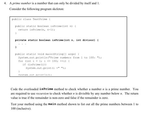 Solved 4 A Prime Number Is A Number That Can Only Be Chegg