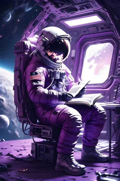 El Astronauta a La Derecha Del Cuadro Leyendo Un Libro En El Espacio Stock de ilustración