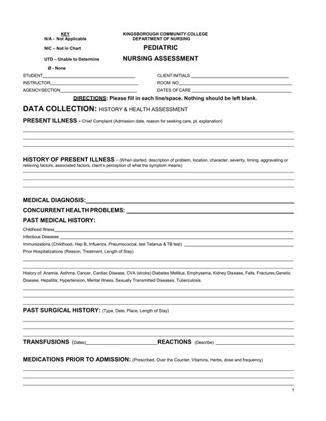 Free Printable Nursing Assessment Form Templates Pdf Word