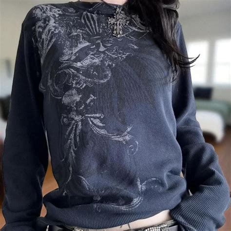 Black Gothic Baroque Long Sleeve Y2k Grunge Alt Depop