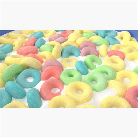 Bowl Of Colored Cheerios With Milk 3d Model Download Meal On