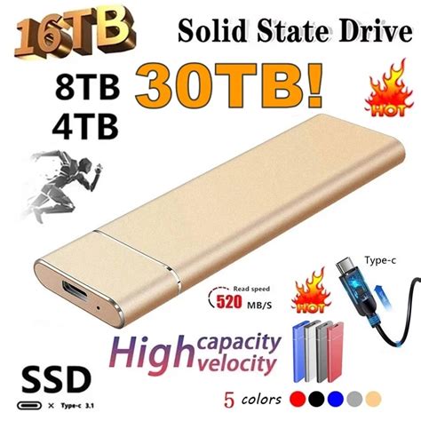Ssd 모바일 솔리드 스테이트 드라이브 대용량 휴대용 하드 드라이브 저장 장치 컴퓨터 Usb 31 모바일 하드 드라이브