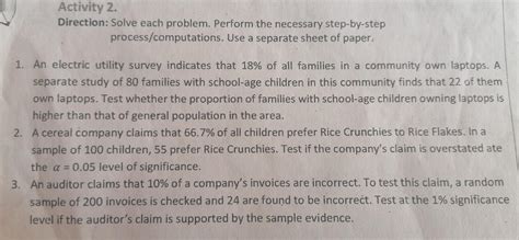 solved activity 2 direction solve each problem perform