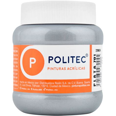 Pintura Acrílica Politec Metálica Plata L ML Papelería Lumen