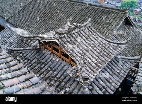 Typical Traditional Miao Village In Guizhou Miao Ethnic Minority Stock