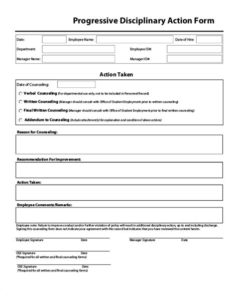 FREE 8 Sample Disciplinary Action Forms In PDF MS Word