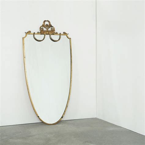 Mid Century Neoclassical Mirror In Patinated Brass 1940s For Sale At Pamono
