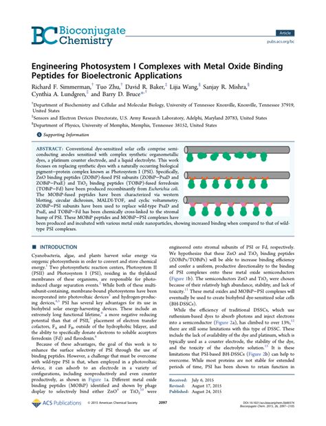 Pdf Self Assembled Photosystem I Biophotovoltaics On Nanostructured Tio2 And Zno