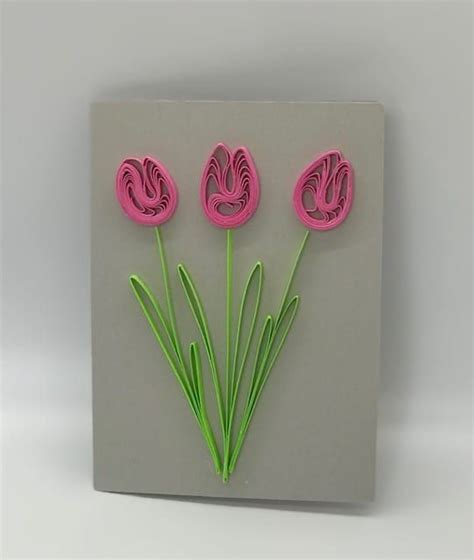 Quilled Paper Tulip Card Tulips Card Paper Crafts Cards Quilling Cards