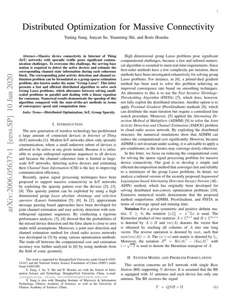 Pdf Distributed Optimization For Massive Connectivity