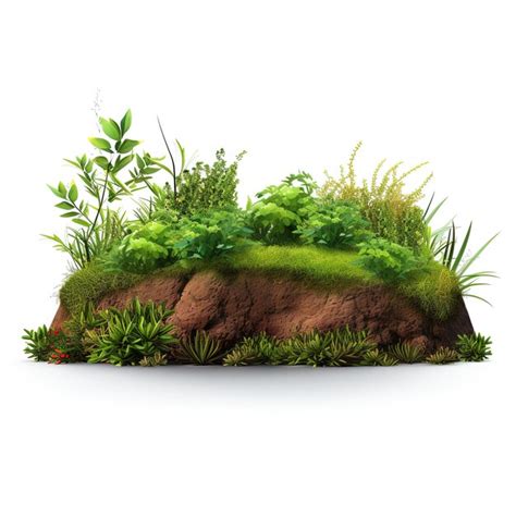 Premium Photo Land Piece With Green Grass Realistic Garden Plot White
