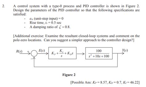 solved a control system with a type 0 process and pid