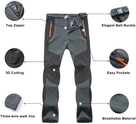 Ysento Mens Waterproof Hiking Walking Trousers Winter Thermal Fleece