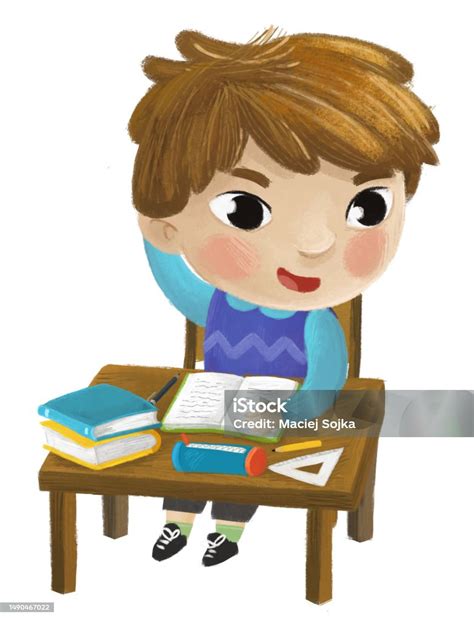 Dessin Animé Enfant Enfant Garçon Élève Allant À Lécole Apprendre À