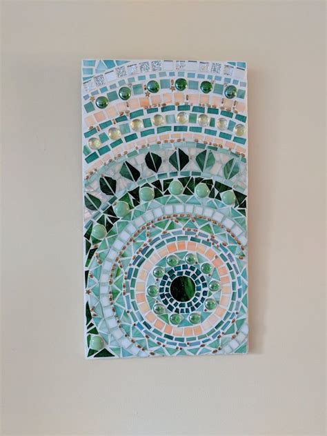 Handmade Unique Stained Glass Mosaic Wall Art In Green Mosaic Wall