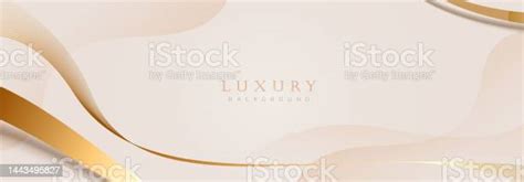 추상 럭셔리 골드 배경입니다 현대 황금 라인 웨이브 디자인 템플릿입니다 우아한 기하학적 배너 벡터 일러스트 레이 션이 있는 프리미엄 소프트 크림 상에 대한 스톡 벡터 아트