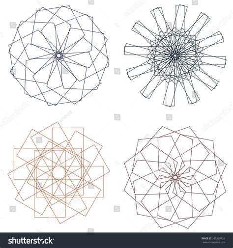Set Spirographs Various Forms Colours Stock Vector Royalty Free