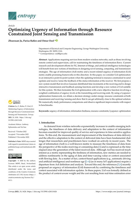 pdf optimizing urgency of information through resource constrained