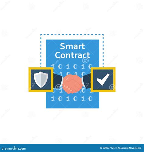 Smart Contract Concept Blockchain Contract Icon Stock Vector