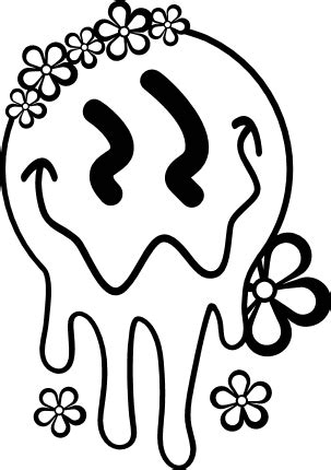 Drippy Floral Smiley Clipart Image Melted Smiley Face Shirt Design