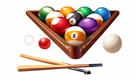 球杆AI数字艺术 台球桌球和球杆的插画 AI平面元素免费下载 png格式 4032像素 编号70908678 千图网