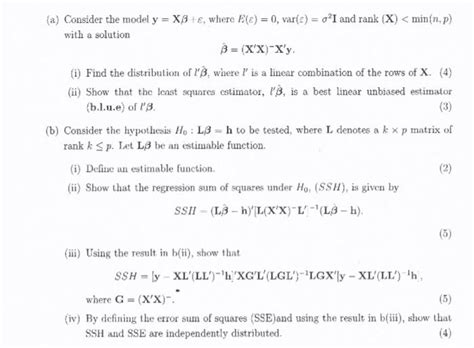 solved a consider the model y xβ ε where e ε 0 var