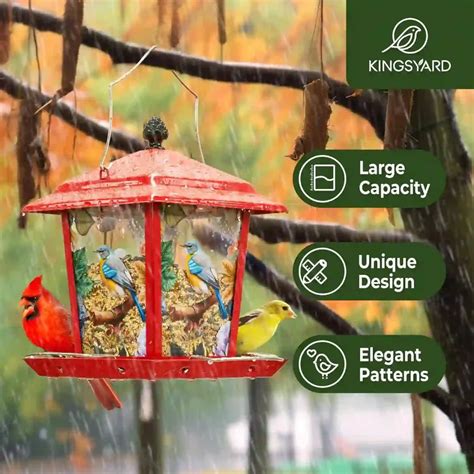 Metal Finch Bird Feeder Unique Design With 4 Perches And Waterproof