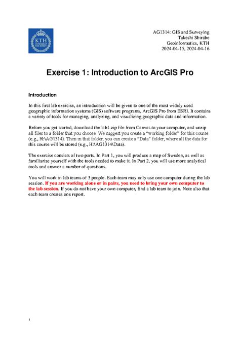lab1 arc gispro exercise 1 introduction to arcgis pro introduction