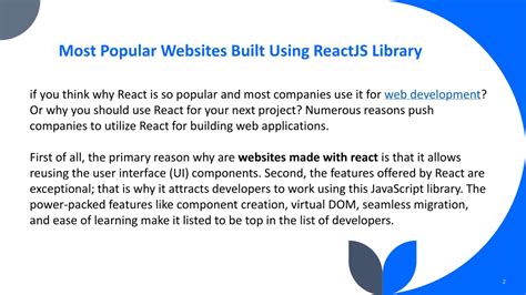 Ppt 10 Most Popular Websites Built Using Reactjs Library Powerpoint